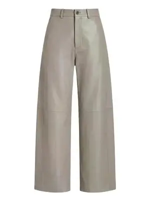 ALYSI Wide-leg Leather Trousers - Grey