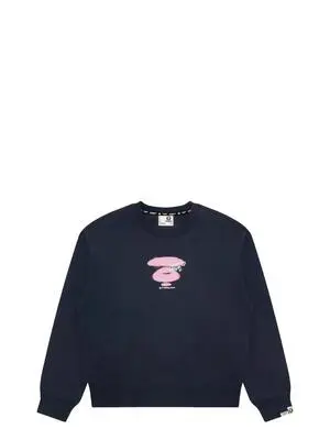 AAPE BY *A BATHING APE Moonface Graffiti Print Crewneck Sweatshirt - Blue