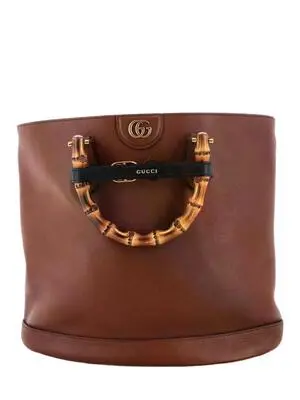 Gucci Diana Bamboo Handle Round Leather Tote Bag - Brown