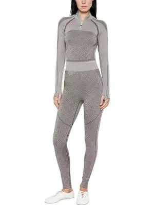 Casablanca Monogram Print Half-zip Top - Grey