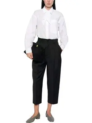 NICHOLSON & NICHOLSON Pinstripe Pleated Tailored Trousers - Black
