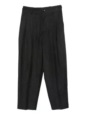 NICHOLSON & NICHOLSON Pinstripe Pleated Tailored Trousers - Black