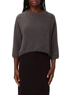 Liviana Conti Ribbed Crew Neck Sweater - Brown