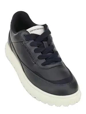 Emporio Armani Panelled Logo Plaque Sneakers - Blue