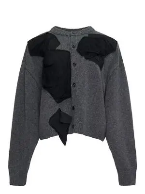Y’s Patchwork Button-up Cardigan - Grey