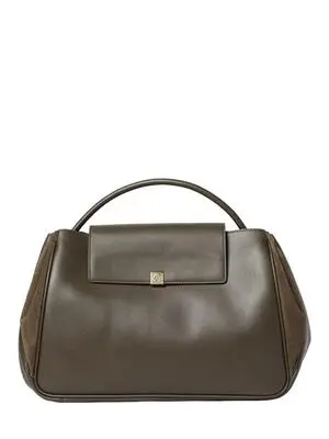 COCCINELLE Pansy Suede And Leather Handbag With Removable Shoulder Strap - Mud