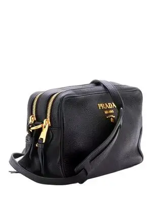 Prada Vitello Daino Double Zip Camera Bag - Black