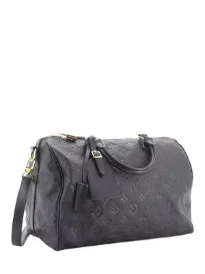 LOUIS VUITTON Speedy Soft Bandouliere Monogram Empreinte Leather Satchel - Black