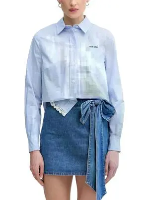 OUI Lace-trim Checked Shirt - Blue