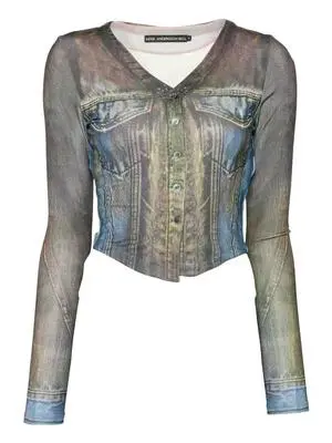 ANDERSSON BELL Andersson Bell Denim-Print Layered Blouse