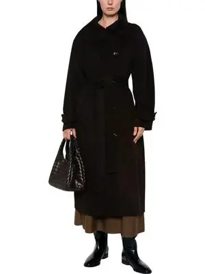 Soeur James Belted Button-up Coat - Brown