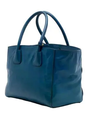Prada Soft Calf Shopping Tote Satchel - Blue