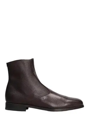 ANIPS Grained Leather Ankle Boots - Red