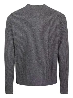 Maison Kitsuné Ribbed Knit Logo Patch Sweater - Grey