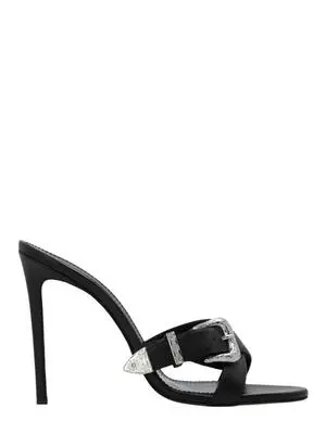 Paris Texas Buckle-detail Mules - Black