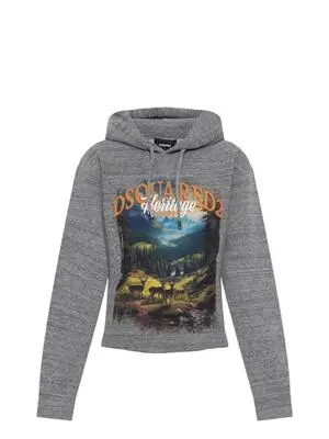 Dsquared2 Printed Distressed Hoodie - Grey
