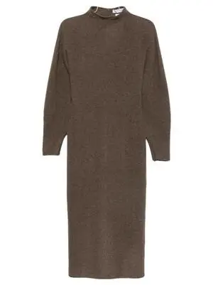 Max Mara High Neck Long Sleeve Dress - Brown