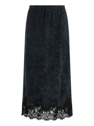 ALBERTA FERRETTI Alberta Ferretti Black Lace Trim Maxi Skirt