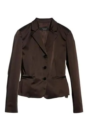 Gucci Stretch Acetate Duchesse Single-breasted Jacket - Dark Brown