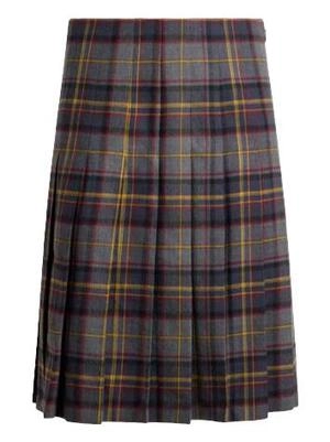 Etro Pleated Knee-length Skirt In Stretch Wool With Check Motif - Grey