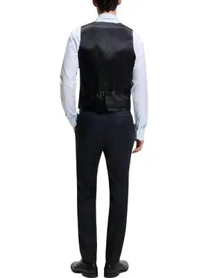 BOSS Virgin Wool Serge V-neck Waistcoat - Blue