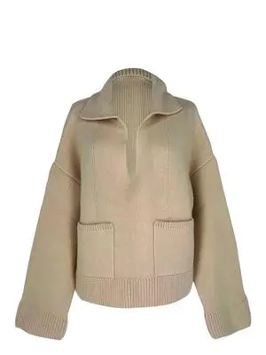 Khaite KHAITE Beige Cable-Knit V-Neck Sweater Neutrals