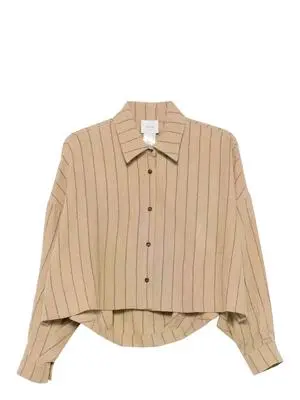 ALYSI Pinstripe Cropped Shirt - Neutrals