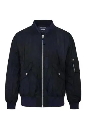 Comme Des Garçons Crinkled Zip-up Bomber Jacket - Blue