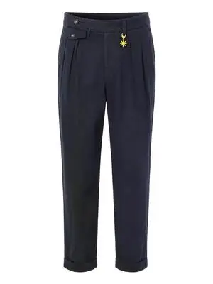 MANUEL RITZ Pleated Turn-up Trousers - Blue