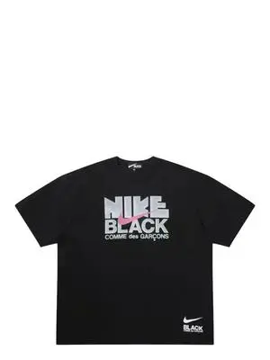 Comme Des Garçons X Nike Logo Print Cotton T-shirt - Black