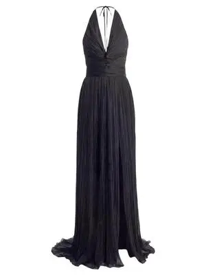 IRINA SCHROTTER Vanessa Pleated Halterneck Gown - Black