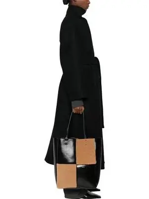 Khaite Patchwork Shearling-panel Tote Bag - Black