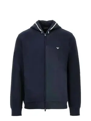 EA7 Zip-up Hoodie With Embroidered Logo - Blue
