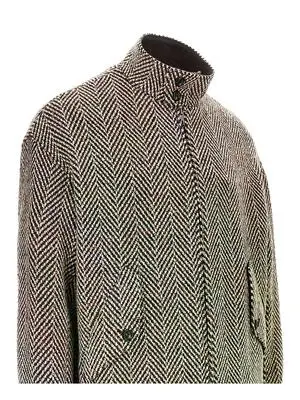 EMPORIO ARMANI Emporio Armani Chevron Pattern High-Neck Jacket
