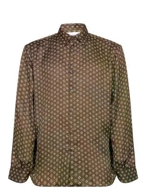 COSTUMEIN Geometric-print Long-sleeve Shirt - Brown