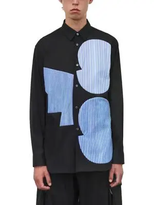 Comme Des Garçons Patchwork Striped-print Shirt - Black