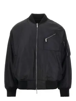 Emporio Armani Logo Patch Zip-up Bomber Jacket - Black