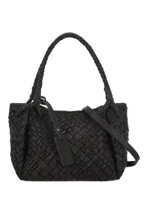 VISONA` Visona Woven Leather Shoulder Bag - Black