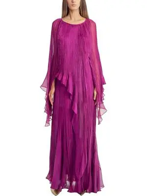 IRINA SCHROTTER Irina Schrotter Alexia Plissé Ruffled Maxi Dress Pink