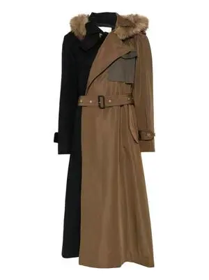 SACAI Sacai Faux Fur-Trimmed Belted Coat