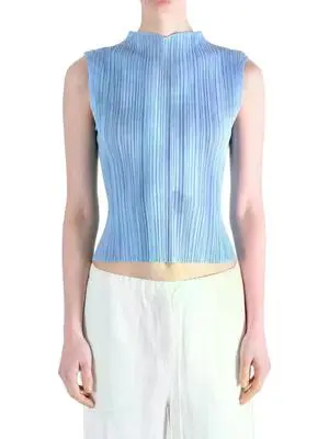 Issey Miyake Sleeveless High Neck Top - Blue