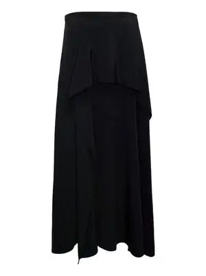 Y’s Asymmetrical Ruffled Maxi Skirt - Black