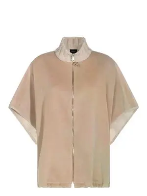 Fabiana Filippi Zip-up Felted Texture Jacket With Ribbed-knit Collar - Neutrals
