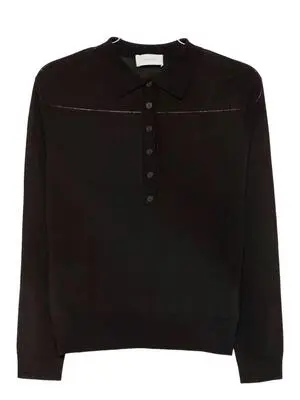 VICOLO Fine Knit Polo Sweater - Brown