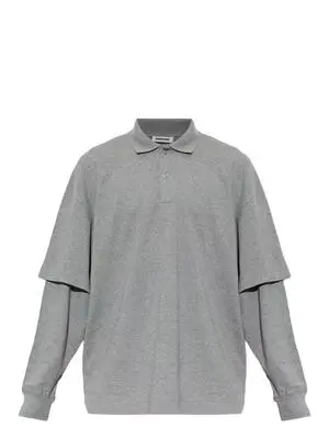 DARKPARK Zack Layered-sleeve Cotton Polo Shirt - Grey