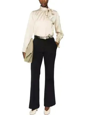 Dixie Bow Detail Long Sleeve Blouse - Neutrals