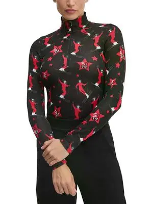 NEWLAND Kendra Quarter-zip Sweater With Skier Print - Black