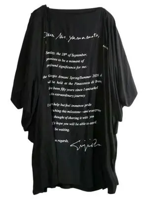 Yohji Yamamoto Slogan And Graphic Print Midi Dress - Black