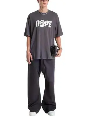 A BATHING APE Logo Print Relaxed Fit T-shirt - Grey