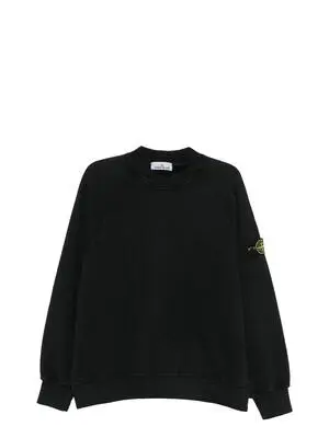 Stone Island Cotton Crewneck Sweatshirt With Logo Patch - Black